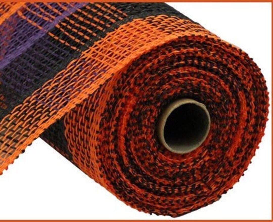 10in Poly Burlap Check Mesh: Orange, Black & Purple - Etsy