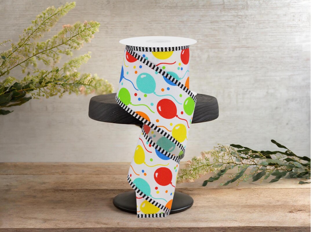 2.5in Party Balloons Stripe Edge Ribbon: Primary Colors - Etsy