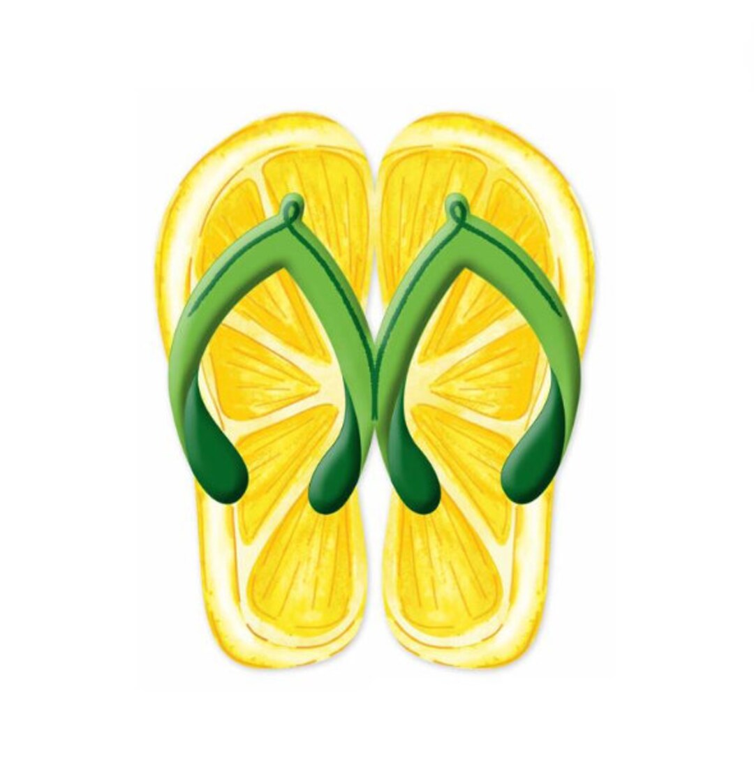 13in Metal Emossed Flip Flops: Lemon - Etsy