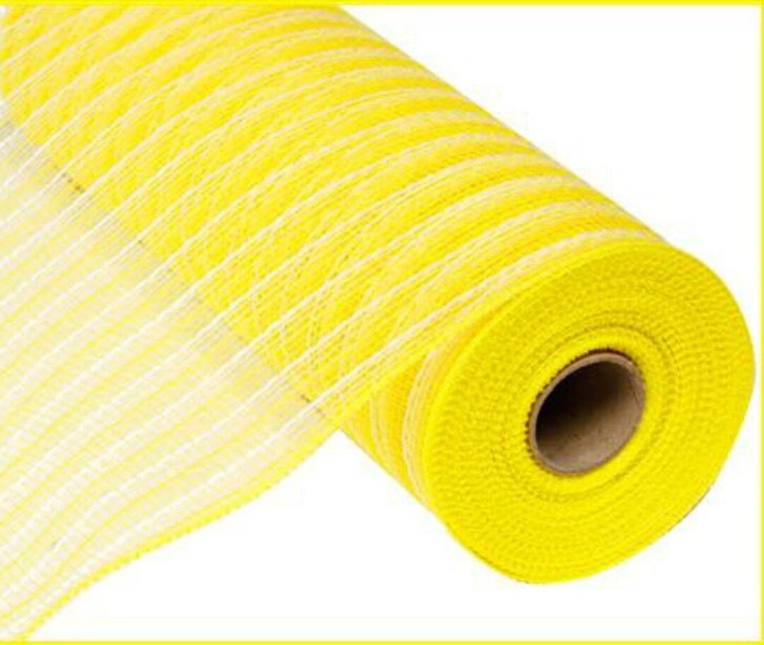 10.5in Poly Jute Deco Mesh: Yellow & Cream - Etsy
