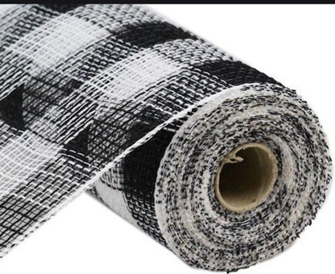 10.25in Faux Jute Check Mesh: Black & White 10 Yards - Etsy