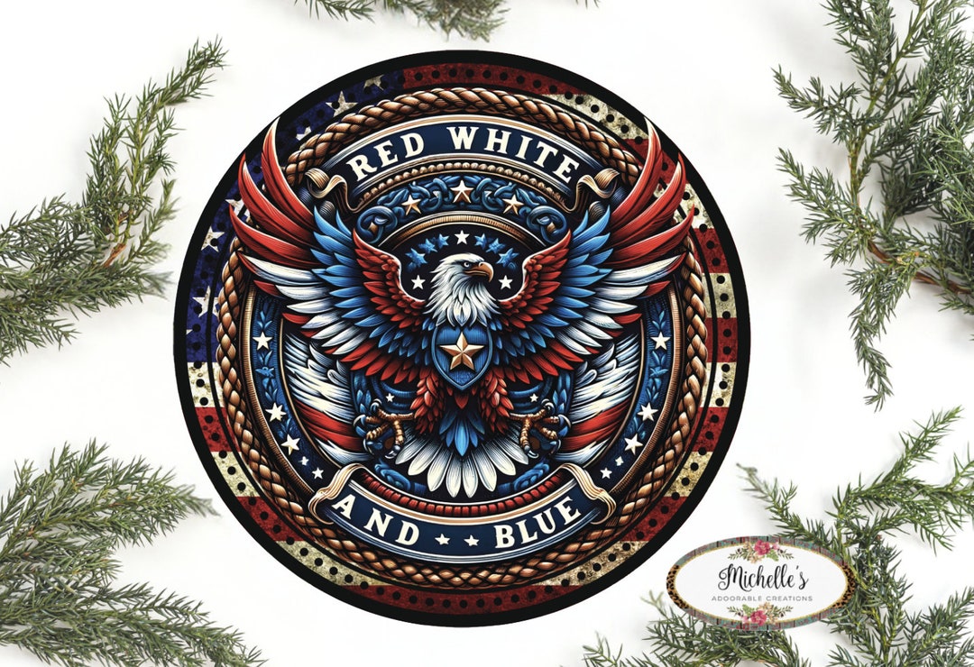 American Eagle Red White Blue Round Sign - Etsy