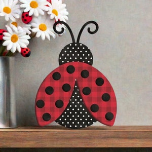 12in Metal Embossed Ladybug Hanger: Polka Dot/plaid - Etsy
