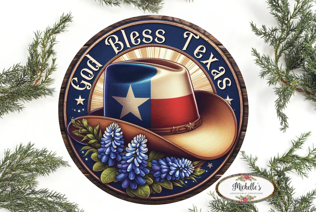 God Bless Texas Bluebonnet Cowboy Hat Sign - Etsy