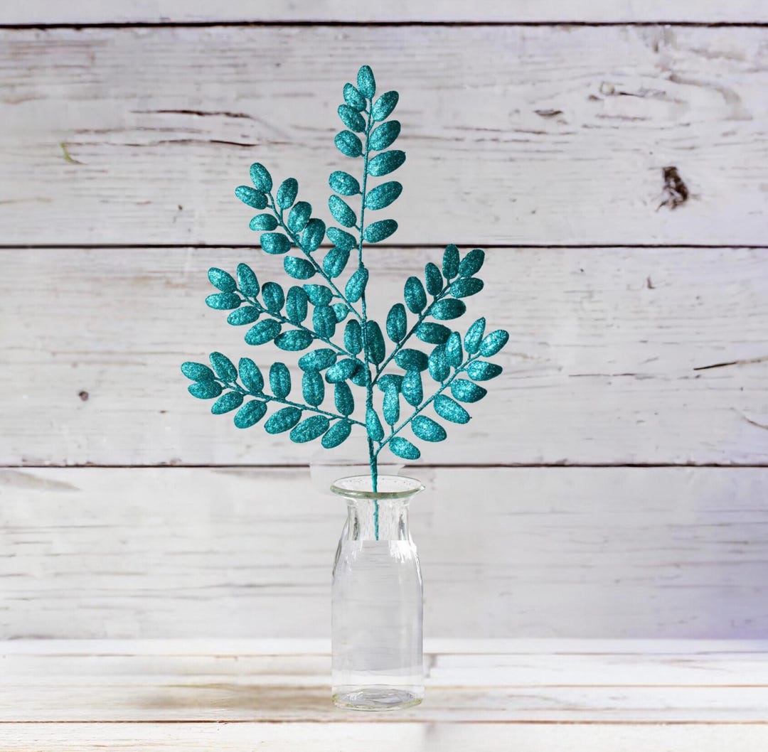 22in Honey Locust Leaf Glitter Spray: Aquamarine Blue - Etsy