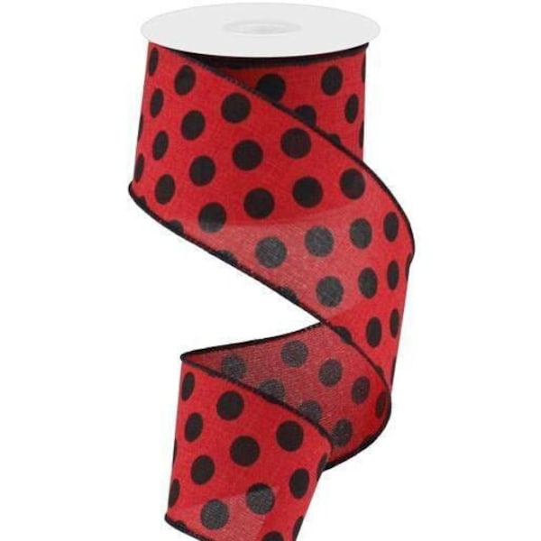 Red Polka Dot Wired Ribbon - Etsy