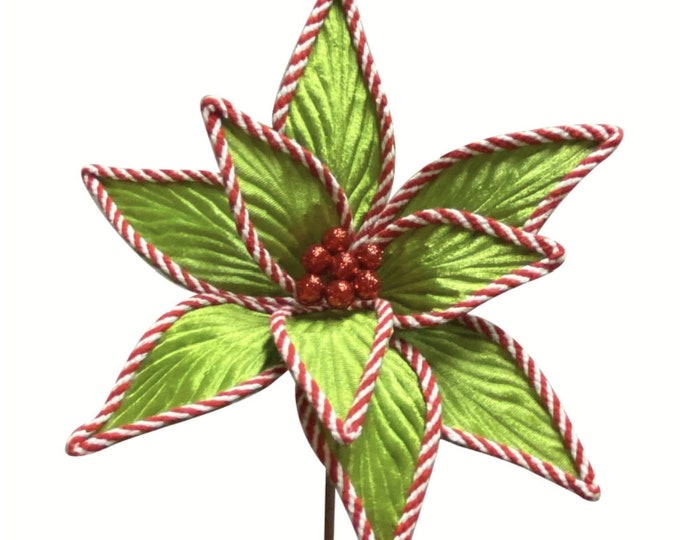 24in Poinsettia Peppermint Edge: Lime Green - Etsy