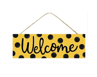 Yellow Welcome Door Sign - Etsy