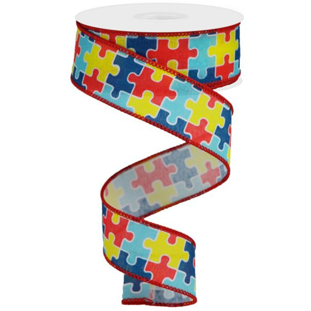 1.5in Puzzle Piece Ribbon on Royal: Autism Awareness 10 Yards - Etsy