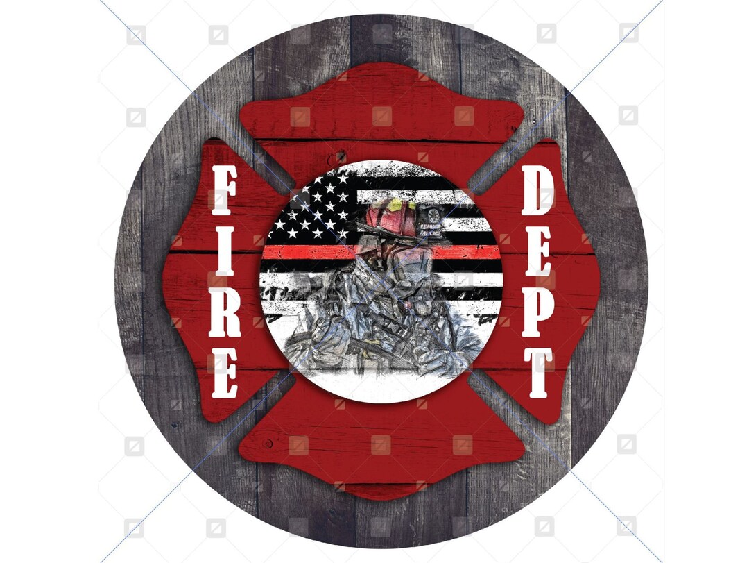 Fire Department Thin Red Line Round Sign Wreath Enhancement - Etsy