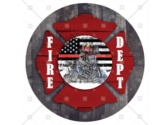 Fire Department Thin Red Line Round Sign Wreath Enhancement | Etsy
