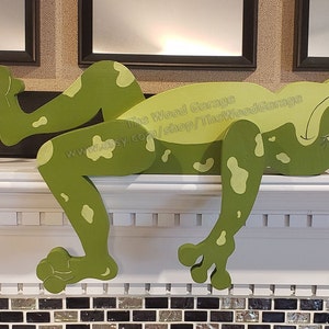 Wooden Lounging Frog for Your Garden Fence or Shelf - Etsy