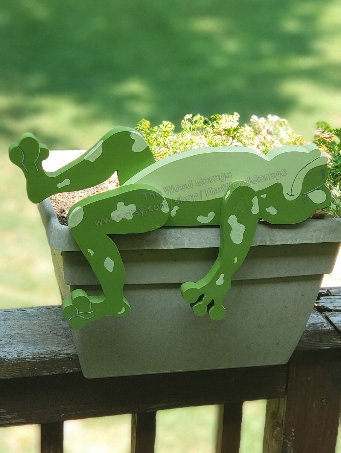 Wooden Lounging Frog for Your Garden Fence or Shelf - Etsy