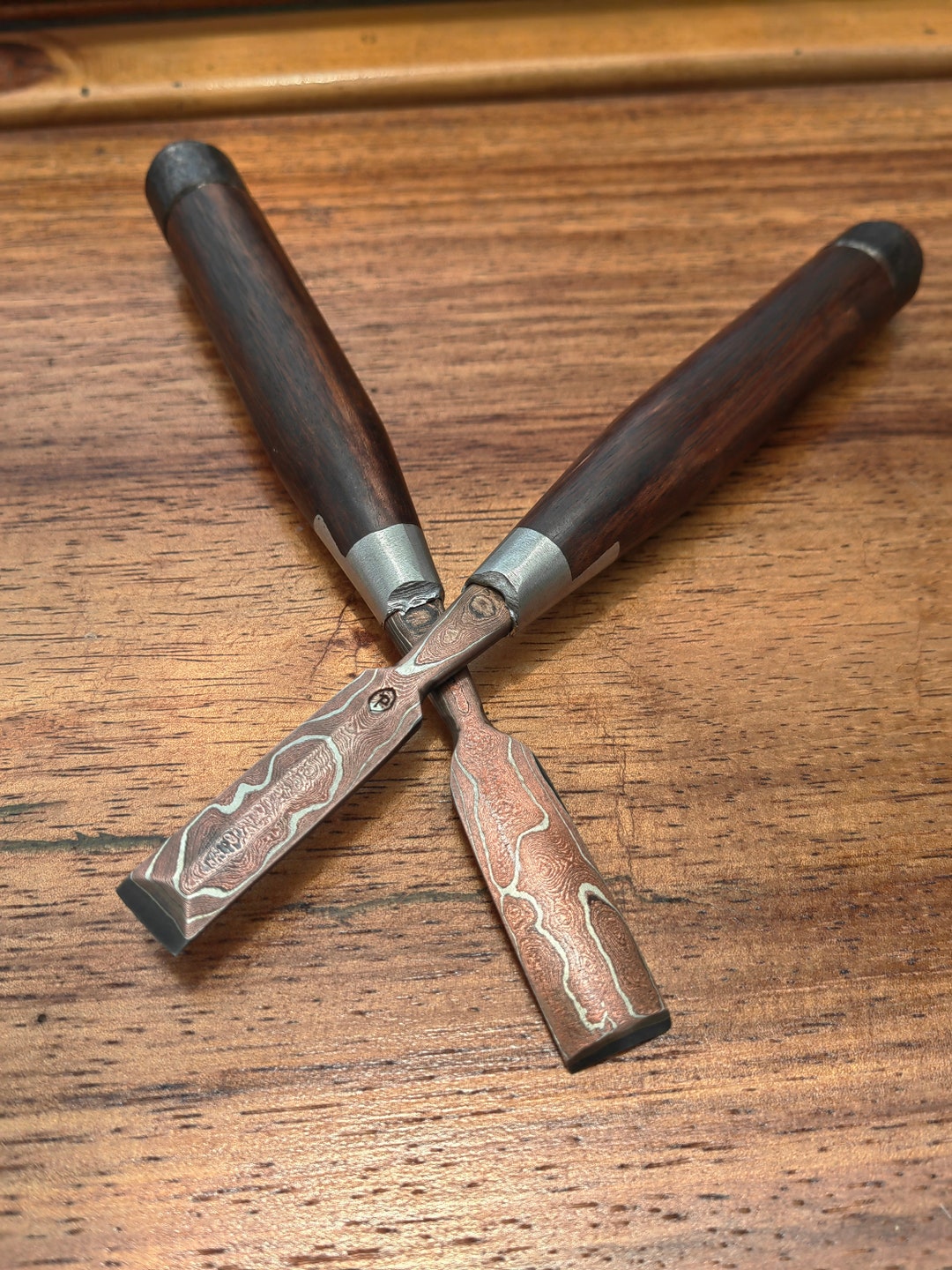 Dovetail Chisel and Striking Gouge Nomi Set - Tsunami Damascus - Etsy