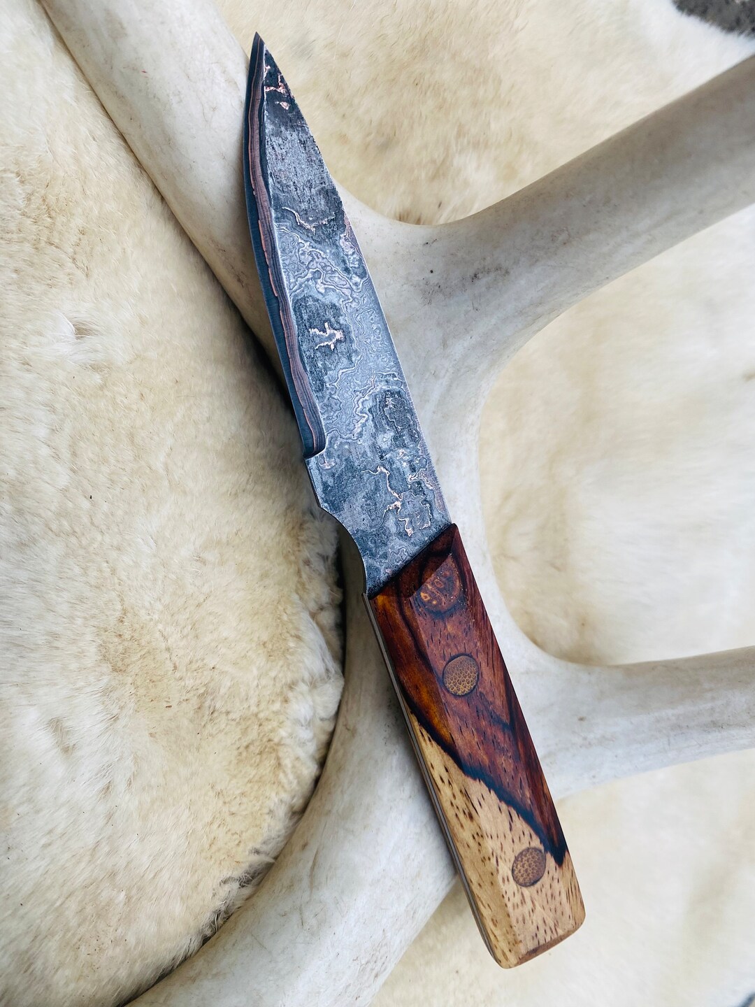 Workshop Knife - Wrought Iron + Damascus + 80crv2 Core NL13 - Etsy