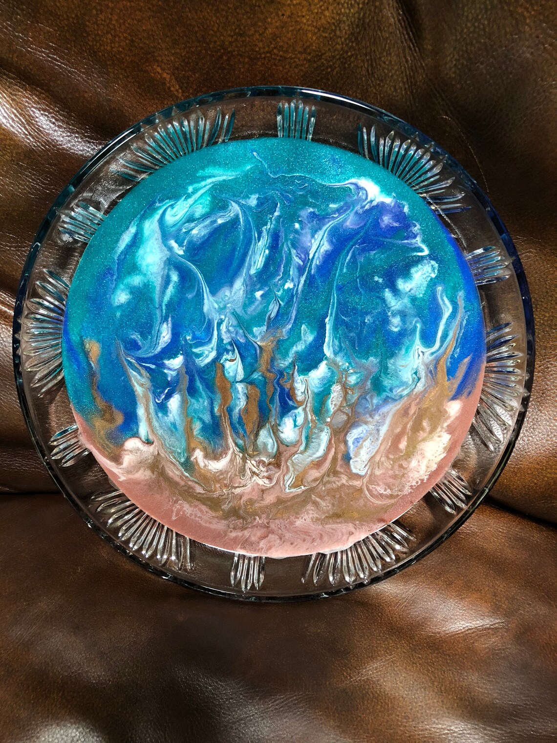 Handpainted Resin Art Serving Glass Plate. Food Grade Safe Resin. 11.5 ...