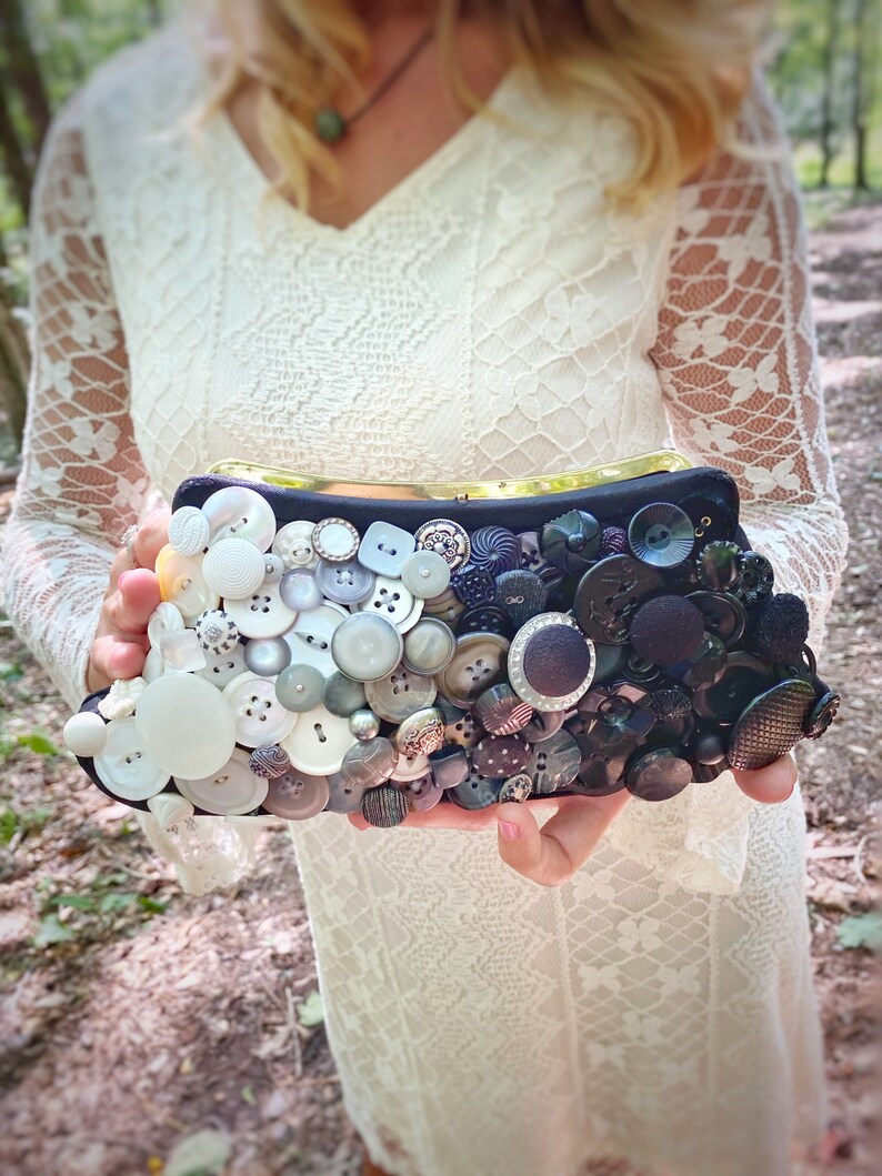 Mid-century Ombré Vintage Button Clutch White to Black | Etsy