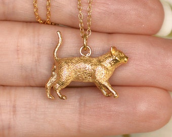 Handmade Silver/gold Cat Pendant and Chain | Etsy