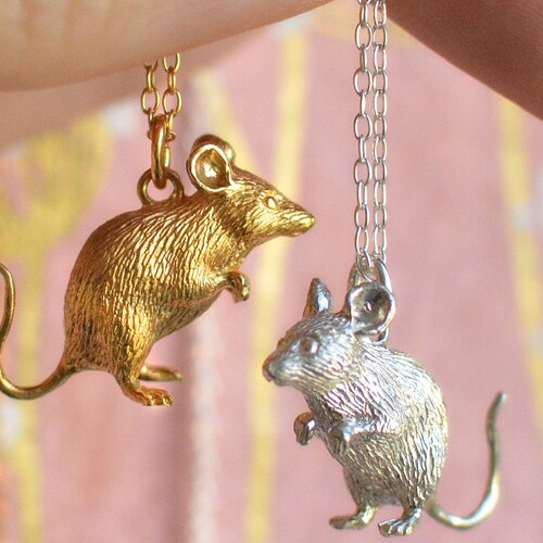 Handmade Gold/silver Squirrel Pendant and Chain - Etsy