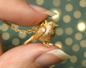 Handmade Silver/gold/solid 9ct Gold Robin Pendant and Chain | Etsy UK