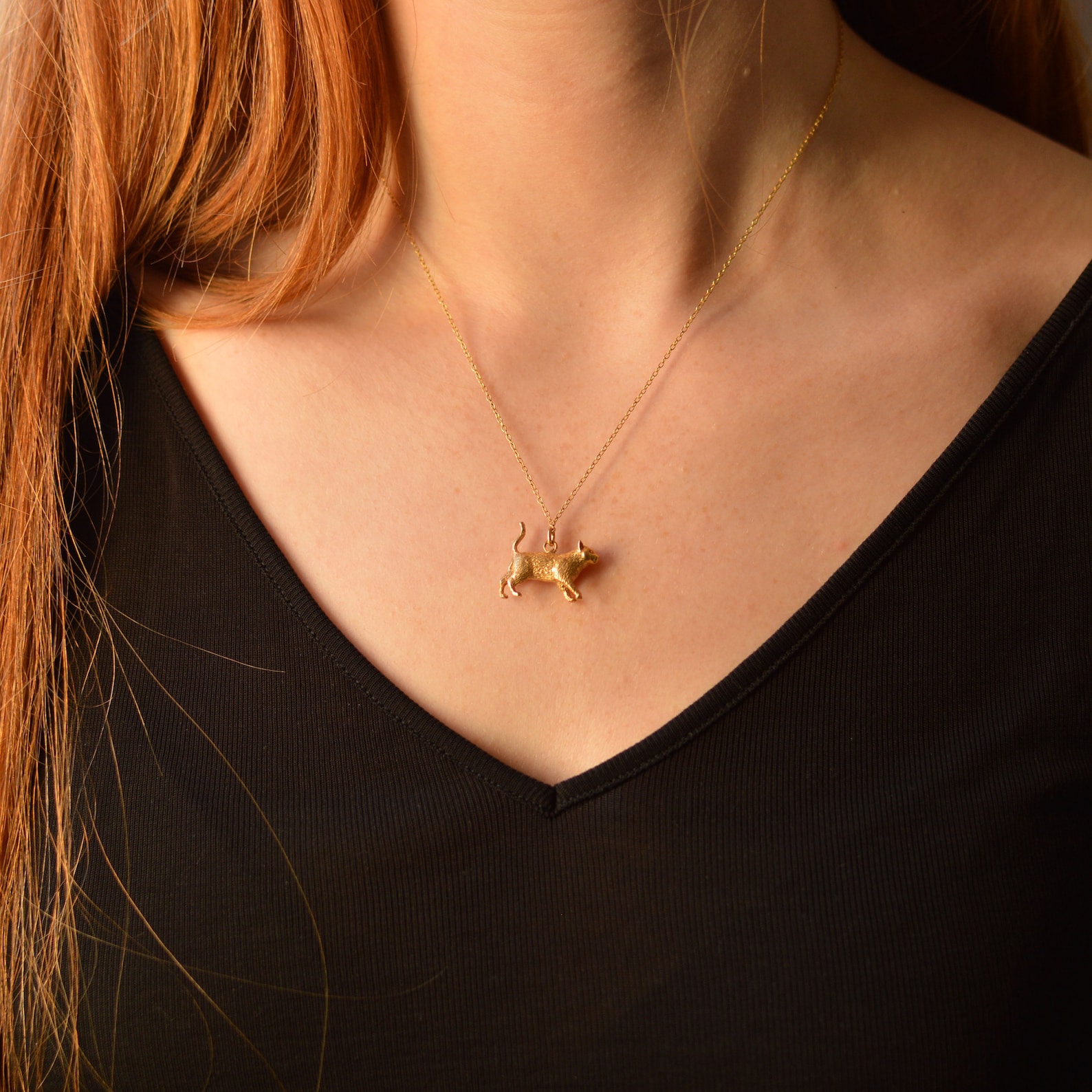 Handmade Silver/gold Cat Pendant and Chain - Etsy UK