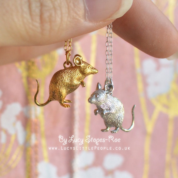 Handmade Gold/silver Mouse Pendant and Chain - Etsy