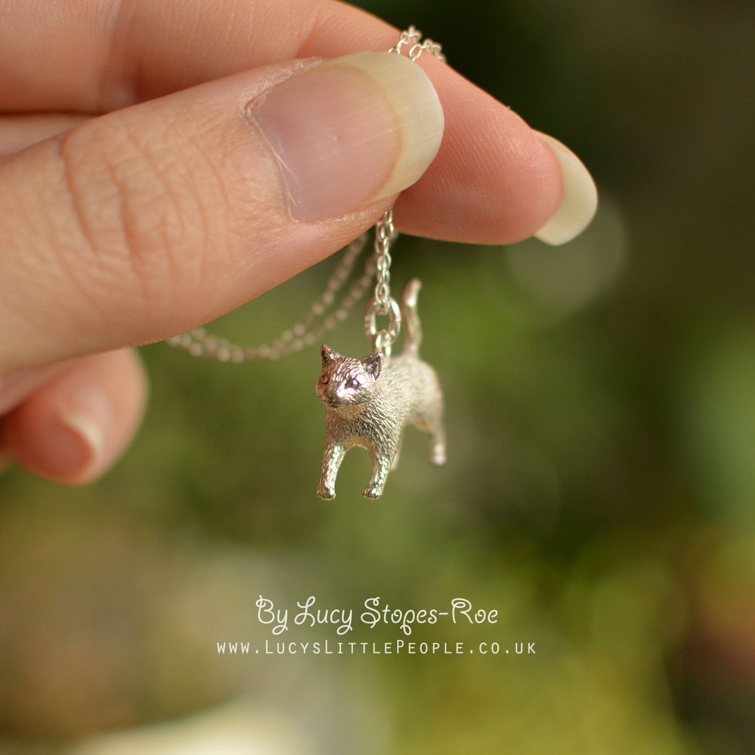 Handmade Silver/gold Cat Pendant and Chain - Etsy