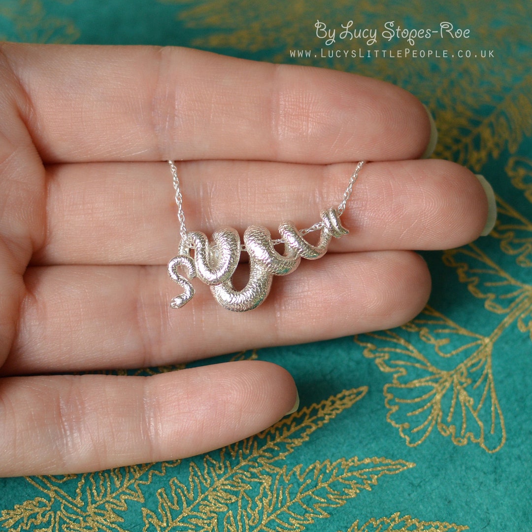 Handmade Silver / Gold Python Snake Pendant and Chain - Etsy