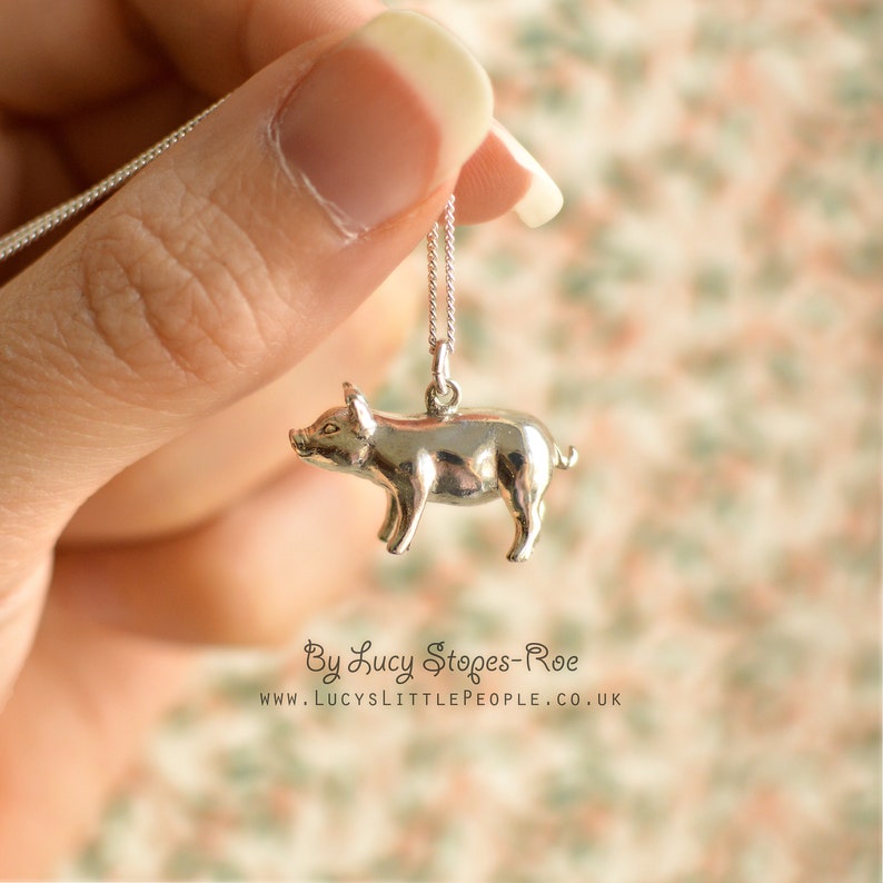 Handmade Gold/silver Pig Pendant and Chain - Etsy UK
