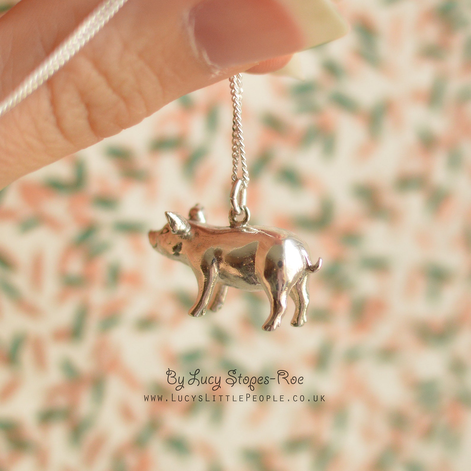 Handmade Gold/silver Pig Pendant and Chain - Etsy UK