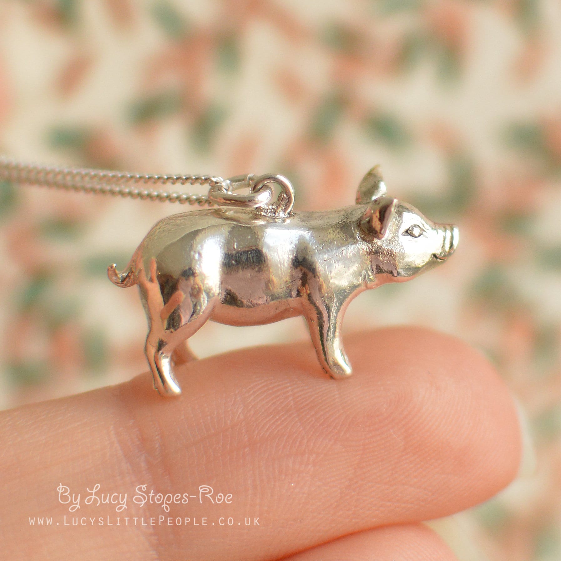 Handmade Gold/silver Pig Pendant and Chain - Etsy UK