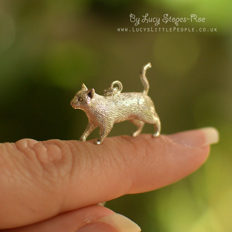 Handmade Silver/gold Cat Pendant and Chain - Etsy UK