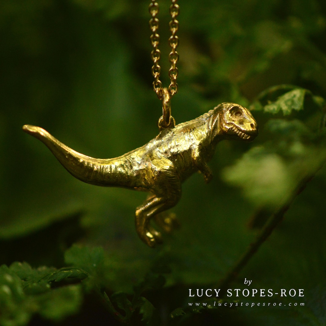 Handmade Gold/silver T-rex Dinosaur Pendant and Chain - Etsy