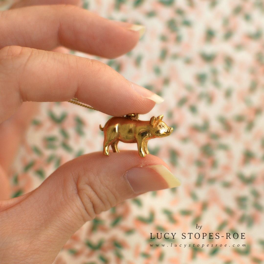Handmade Gold/silver Pig Pendant and Chain - Etsy UK
