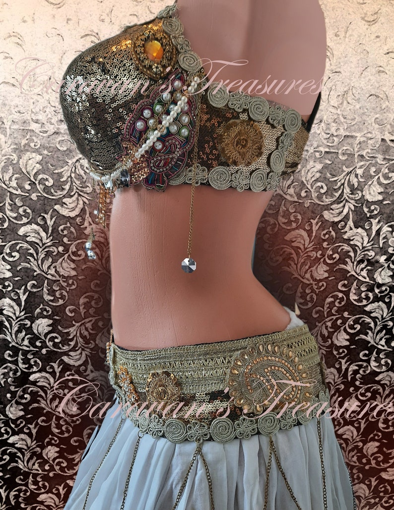 Gold Peacock Belly Dance Bra And Belt Set D Dd 3 Day Shipping Etsy