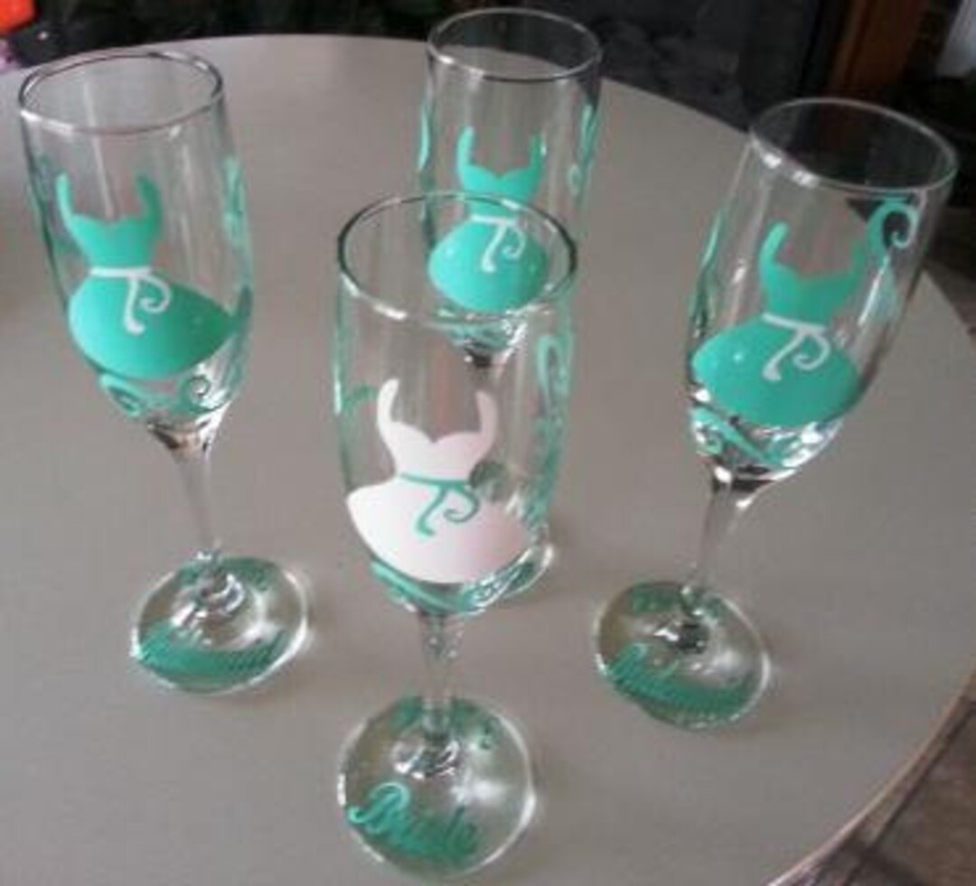 Personalized Wedding Glass ,bride and Bridesmaid Champagne Glasses ...