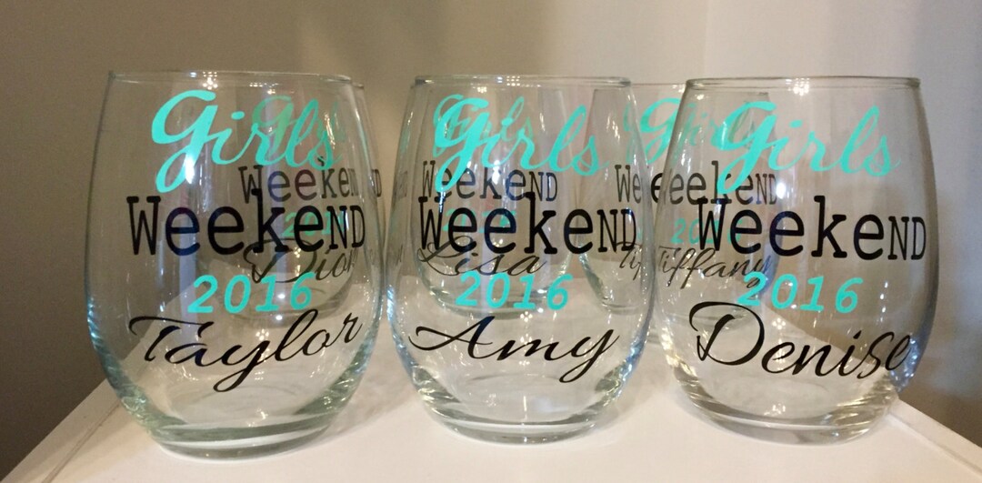Girls Weekend, Girls Getaway, Girls Trip, Customizable Stemless Wine ...