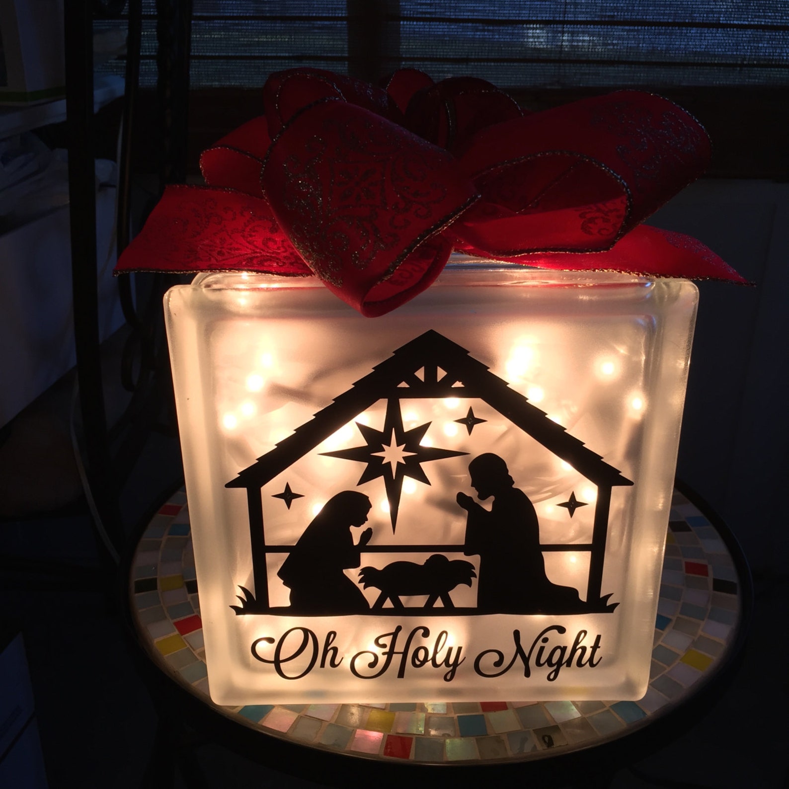 Glass Block Night Light, the Nativity Night Light ,decoration ,home ...