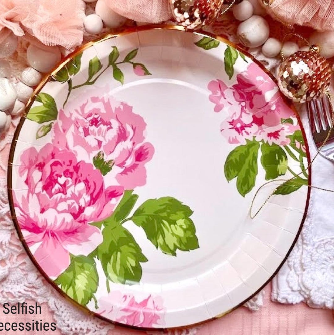 Bridal Shower Plates - Baby Shower Plates - in Bloom Party - Pink ...