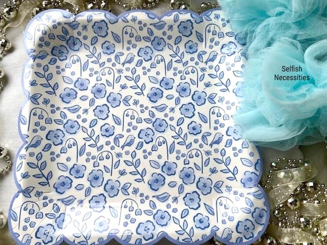 Blue and White Floral Plates - Love in Bloom Bridal Shower - Baby ...