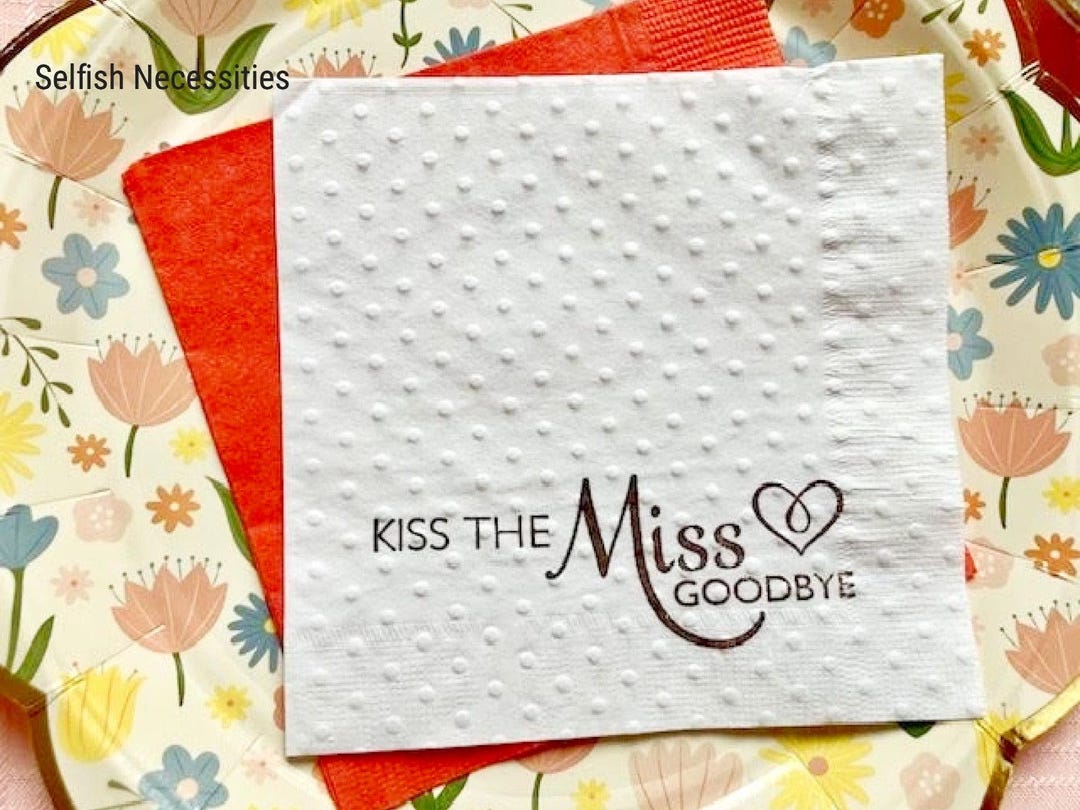 Kiss the Miss Goodbye Bridal Shower Napkins Engagement Party Ideas ...