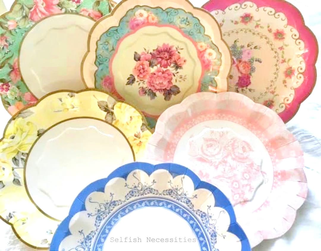 Floral Mix Paper Plates - Vintage Bridal Shower - Whimsical Baby Shower ...