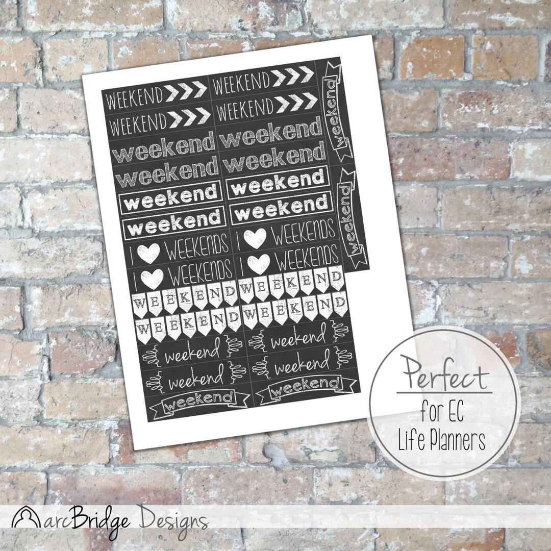 Chalkboard Weekend Printable Planner Sticker Sheet digital - Etsy