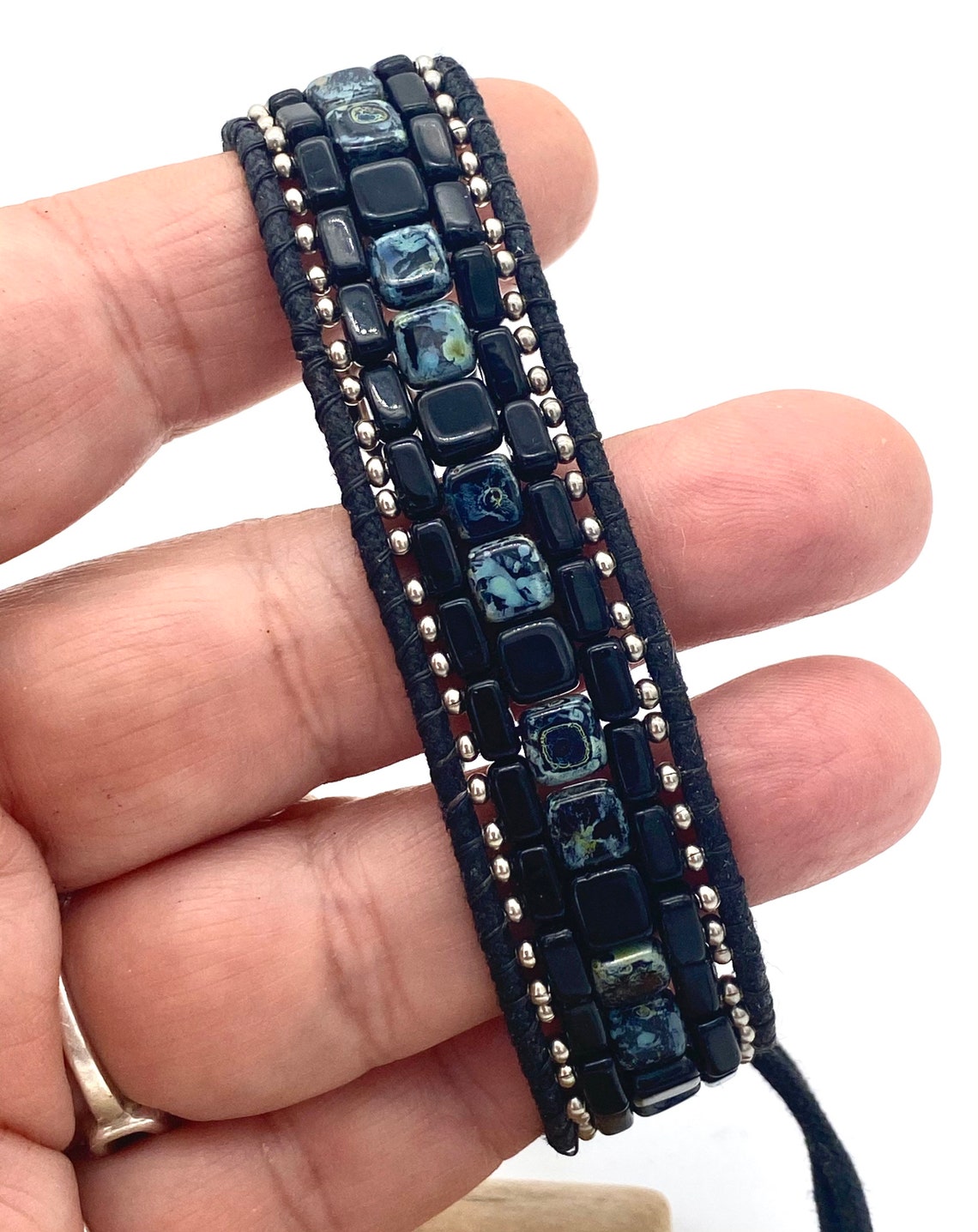 BLACK JACK, Mens Beaded Bracelet, Mens Bracelet, Mens Jewelry, Skull ...
