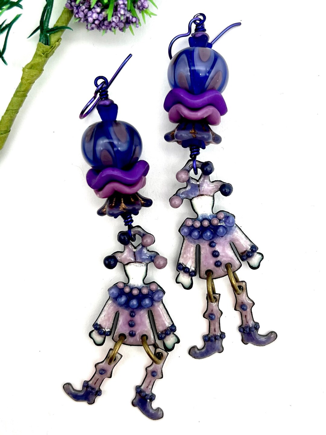 Jester Earrings, JEST a LITTLE FUN, Clown Earrings, Purple Earrings ...