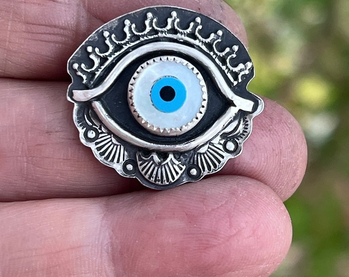 Sterling Silver Button, Evil Eye Button, Handmade Button, EYE SPY ...