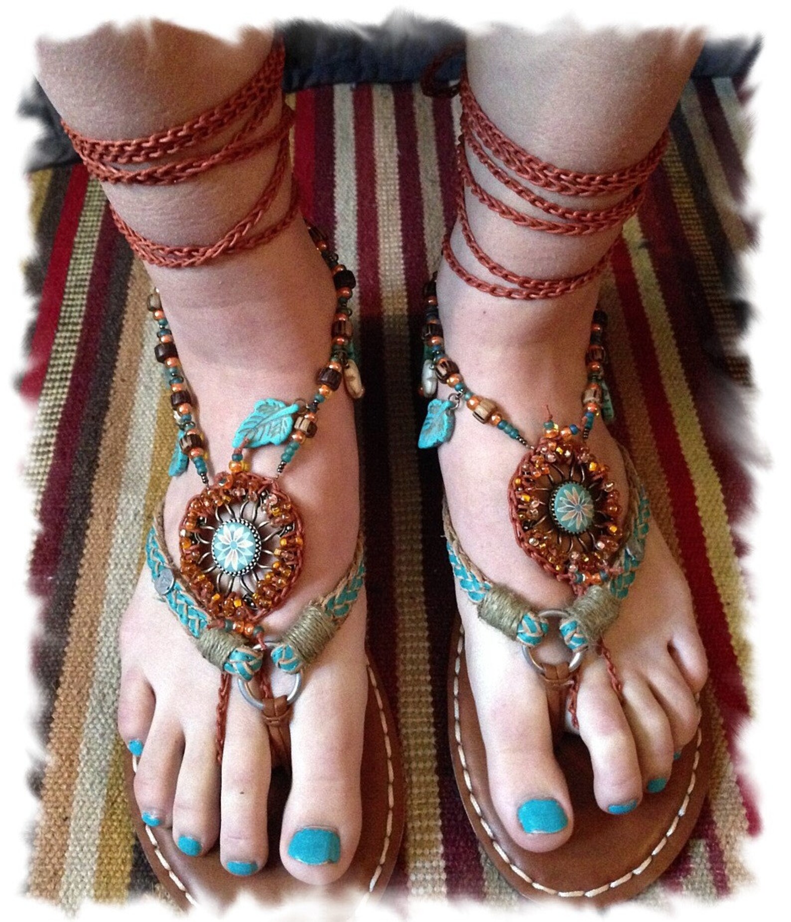 MANDALA MYSTIQUE Beaded BAREFOOT Sandals Barefoot Sandals - Etsy