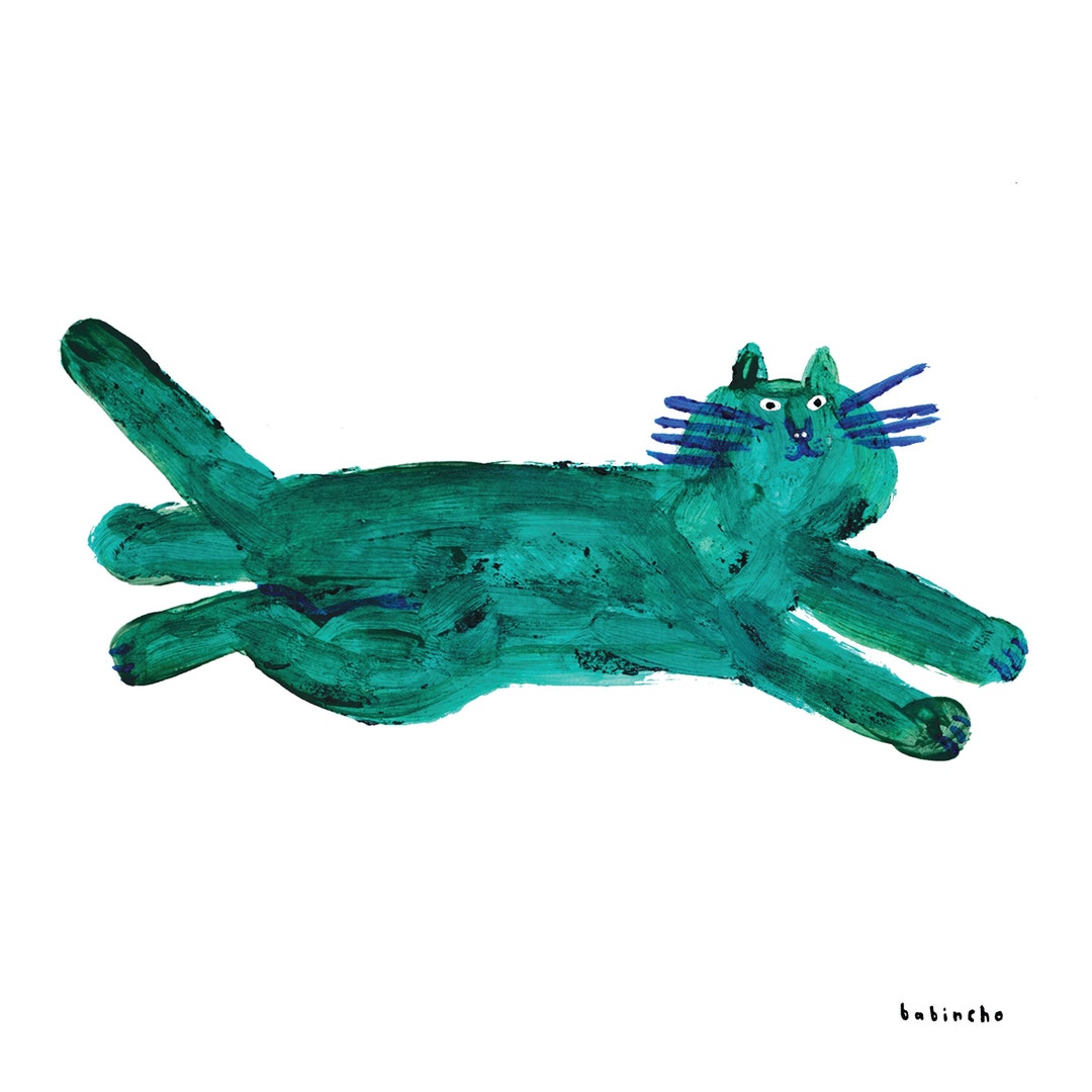 Print 9x9 ｜flying Cat, Emerald Cat, Animal - Etsy