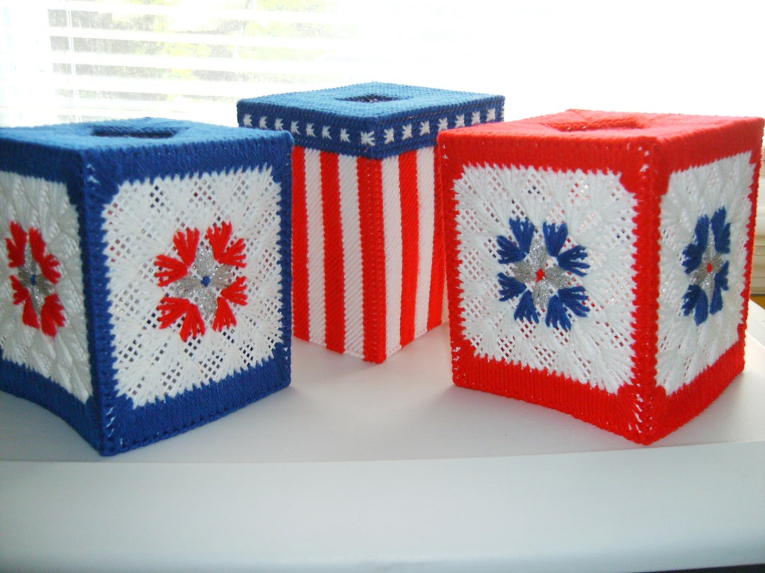 Patriotic Tissue Box Covers - 4 1/2" X 4 1/2" X 5" - Etsy