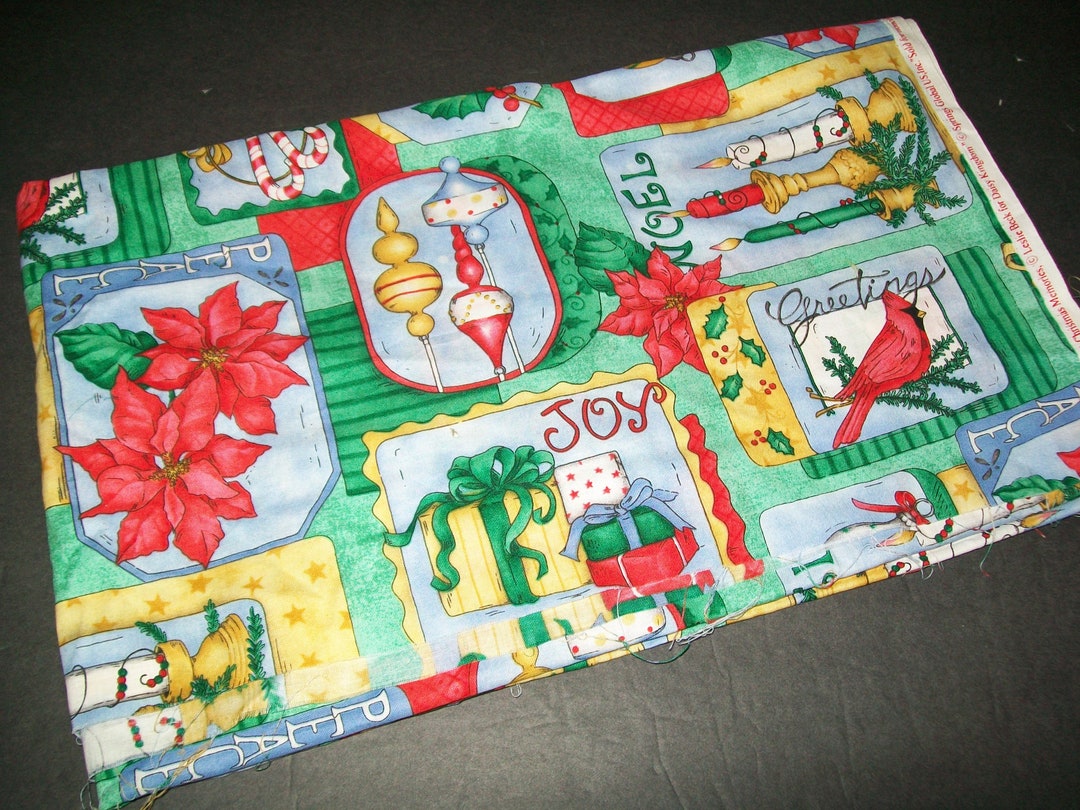 Christmas Fabric Cotton Quilting Crafting Holiday Material Scrap, DIY ...
